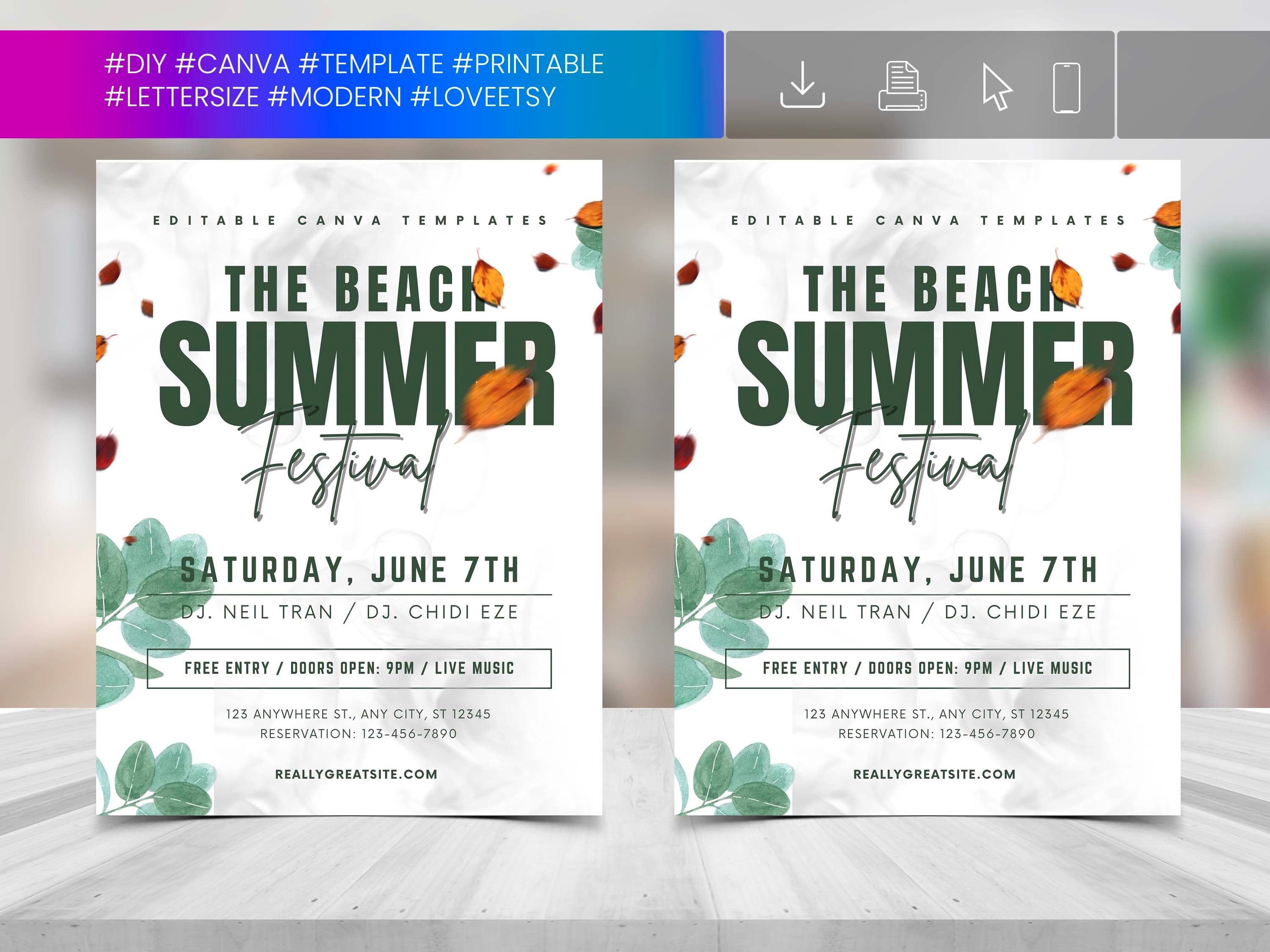 SUMMER PARTY FLYER Diy Editable Canva Template, Printable & Social ...