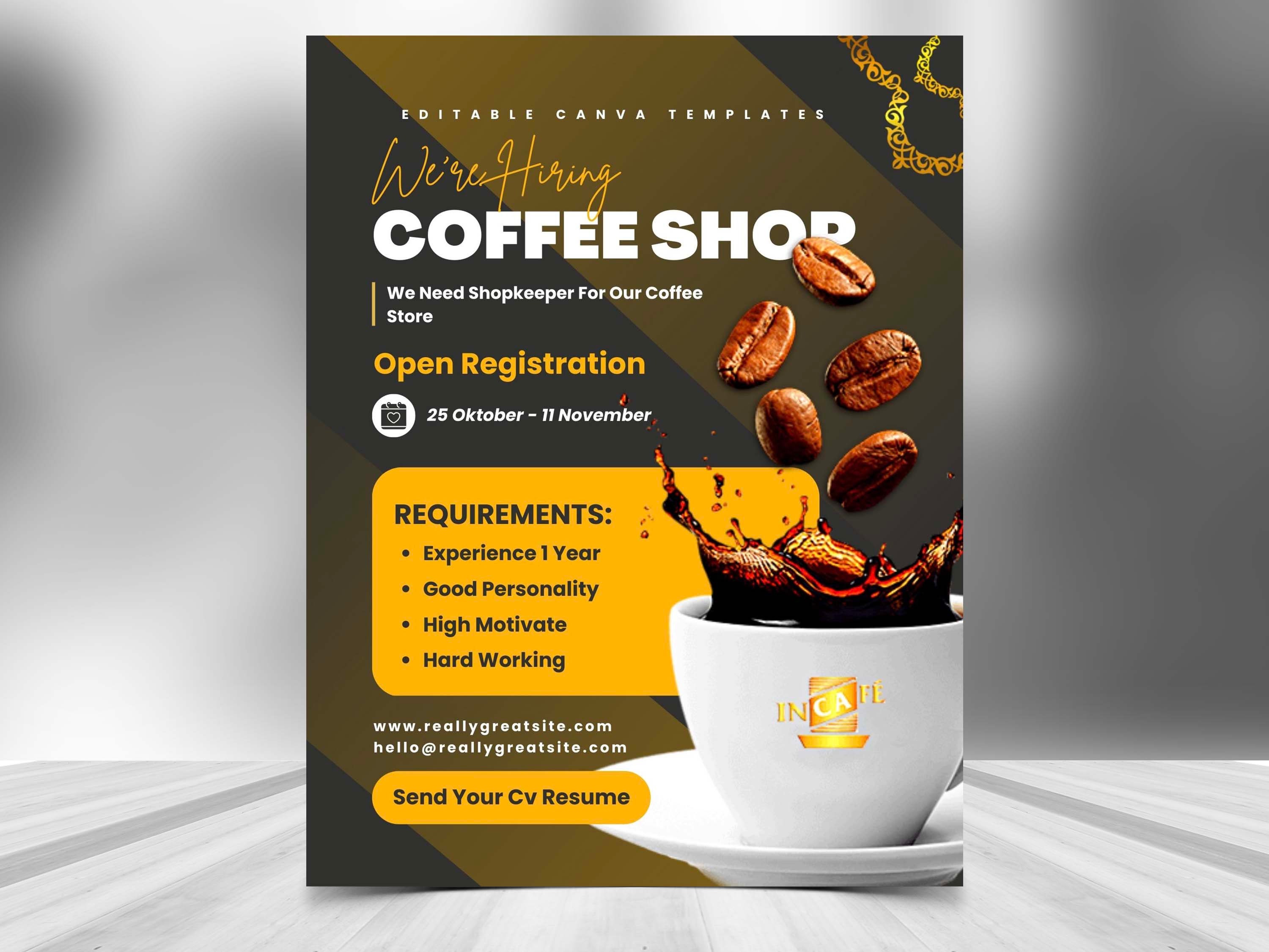 COFFEE SHOP FLYER Diy, Editable Canva Template, Printable & Social ...