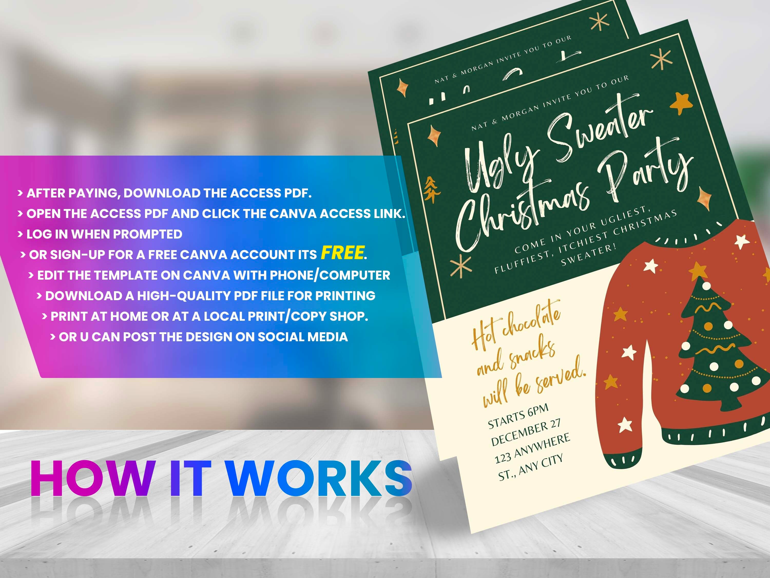 UGLY SWEATER FLYER Diy Editable Canva Template, Printable & Social ...