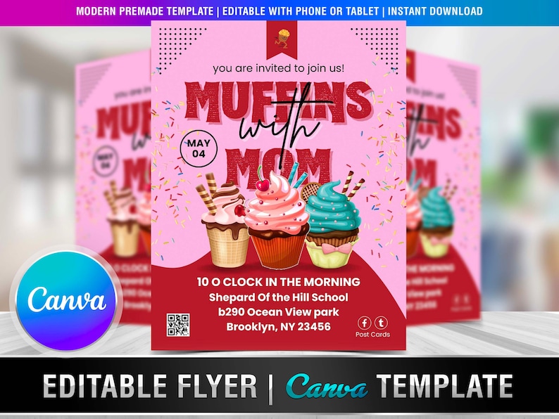 MUFFIN MOM FLYER Diy, Editable Canva Template, Printable & Social Media ...