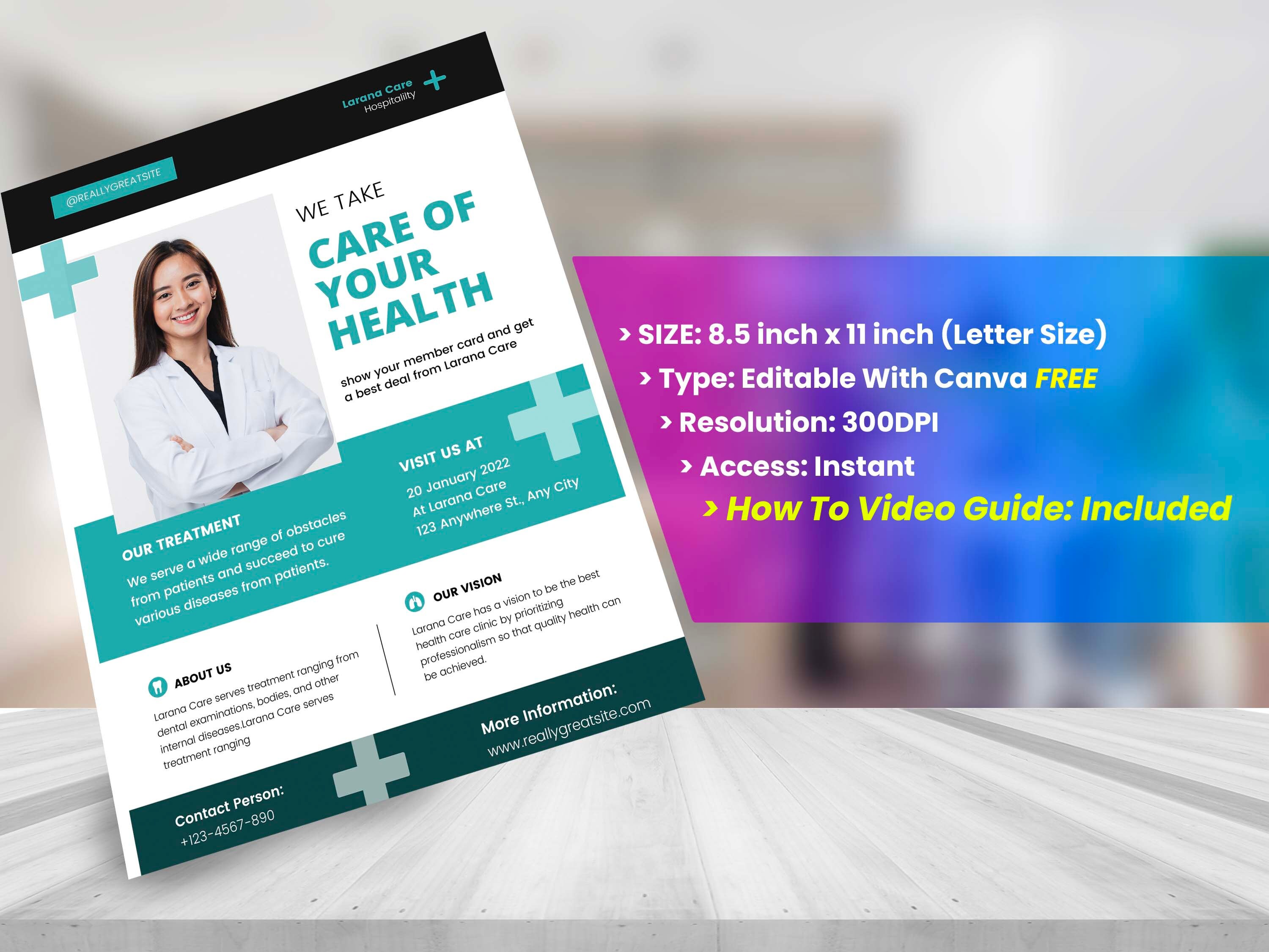 DOCTOR FLYER DIY Editable Canva Template, Printable & Social, Nurse ...