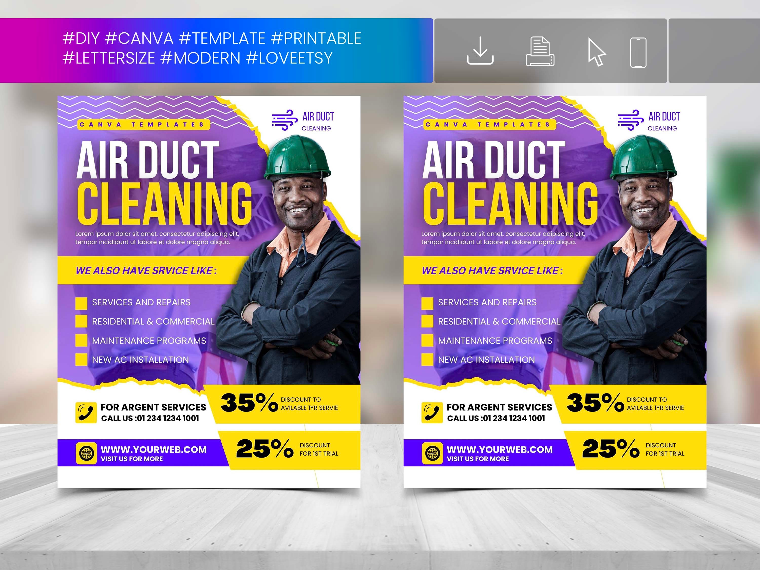 AIR DUCT CLEANING Flyer Diy Editable Canva Template, Printable & Social ...