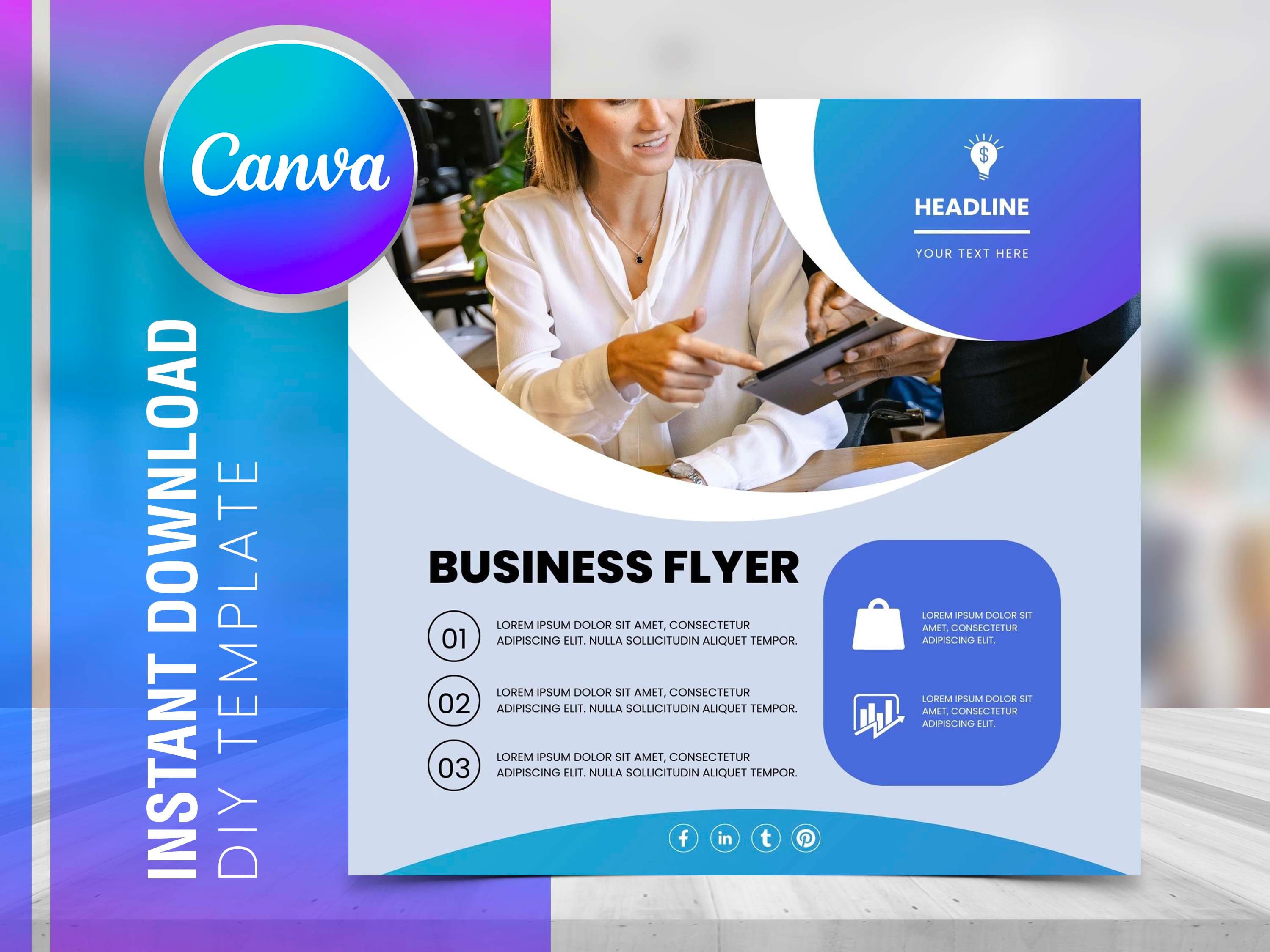 BUSINESS FLYER DIY Editable Canva Template, Printable & Social Media ...