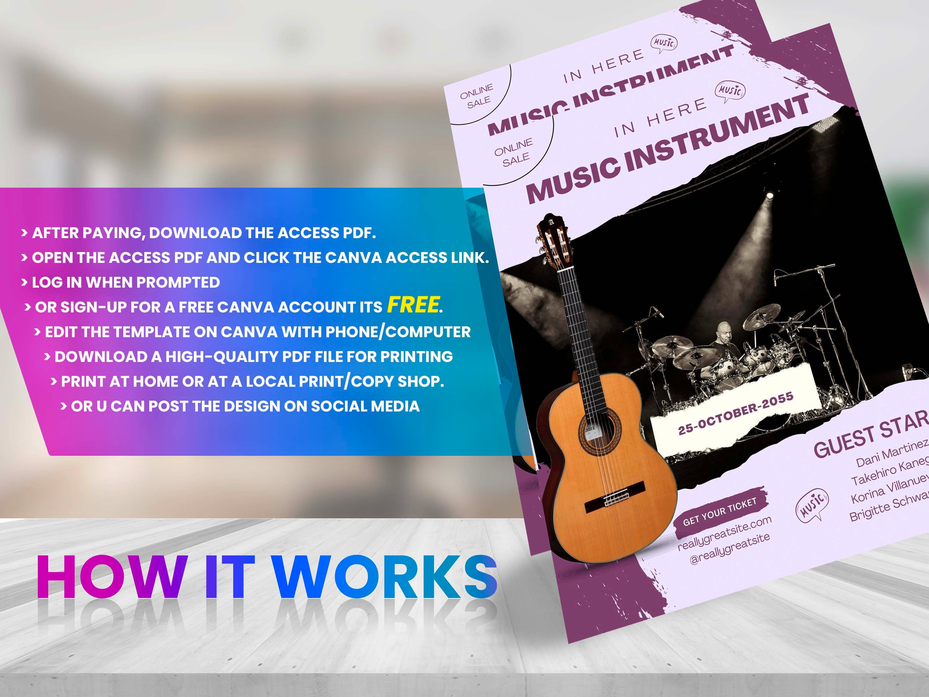 MUSIC INSTRUMENT FLYER Diy, Editable Canva Template, Printable & Social ...