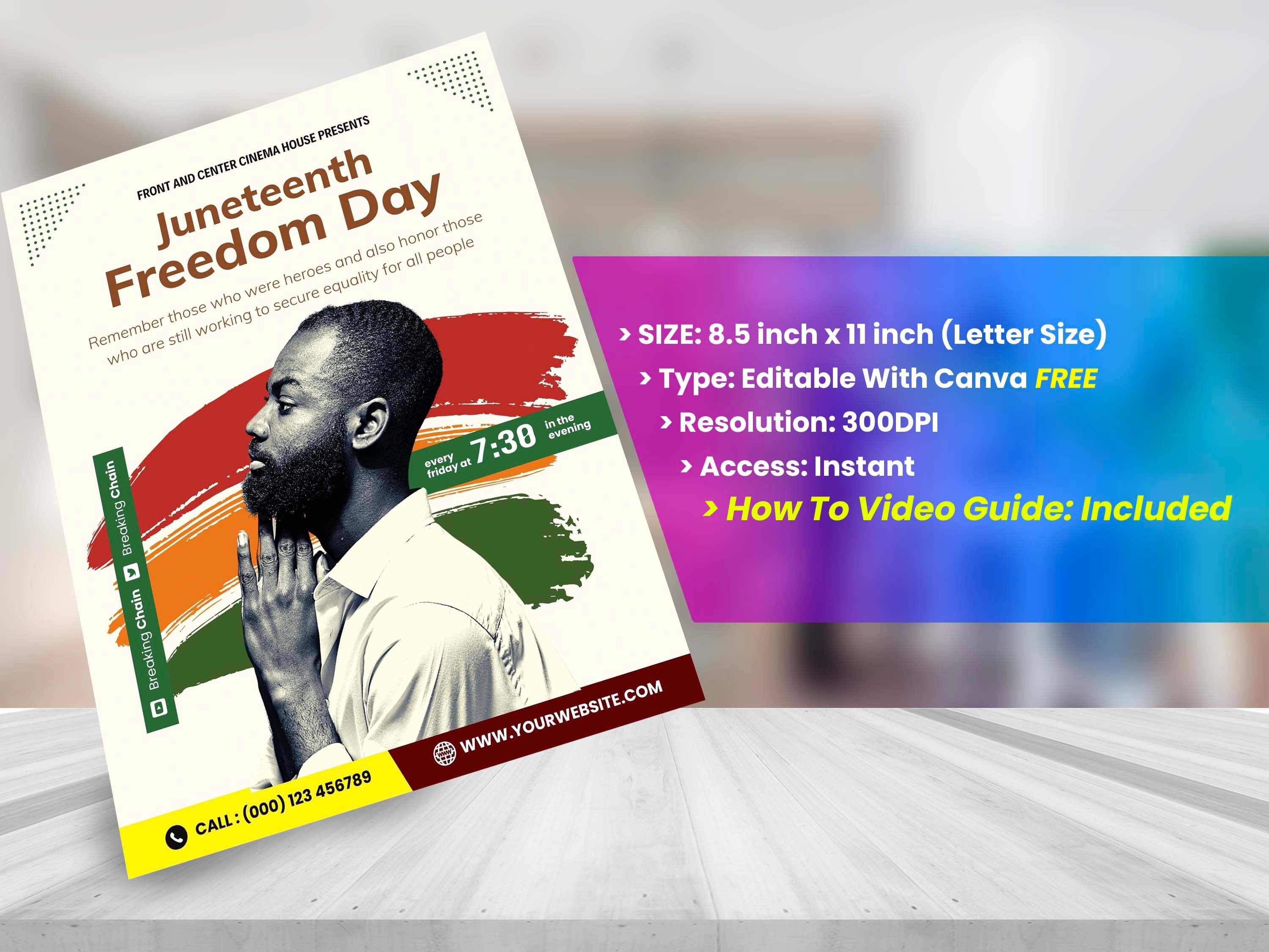 JUNETEENTH FLYER DIY Editable Canva Template, Printable & Social Media ...