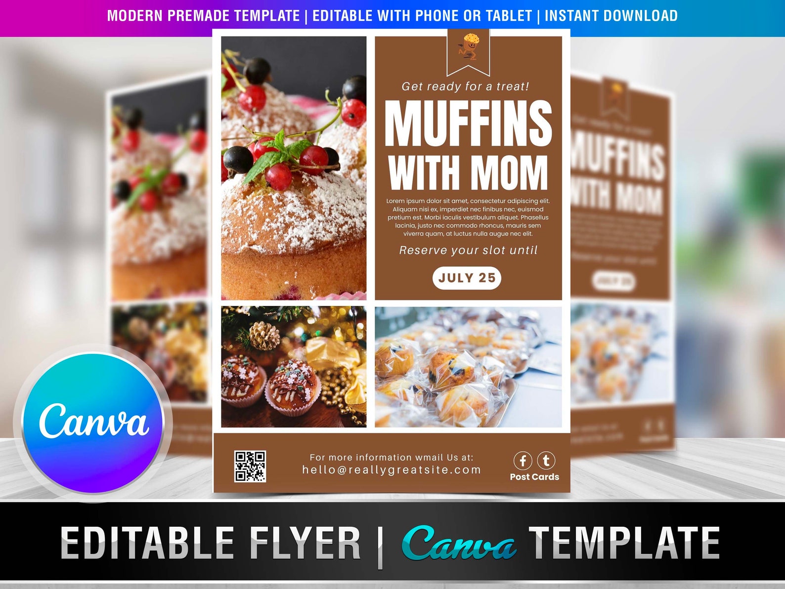 MUFFIN MOM FLYER Diy, Editable Canva Template, Printable & Social Media ...
