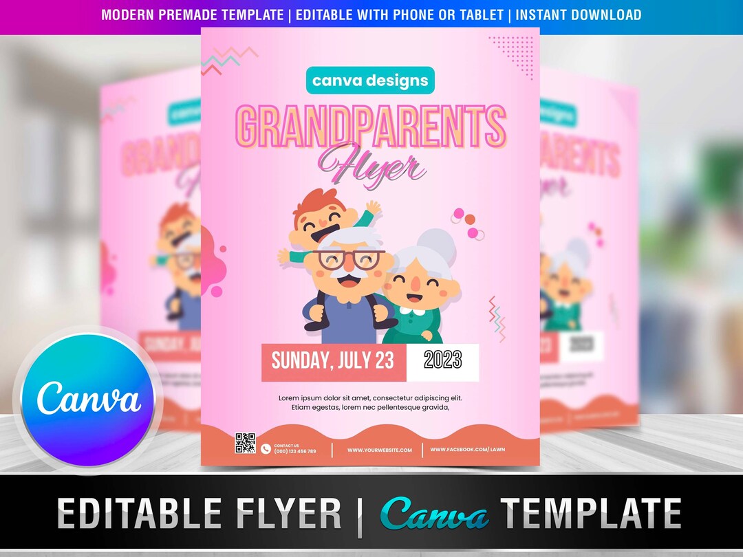 GRANDPARENTS DAY FLYER Diy Editable Canva Template, Printable & Social ...