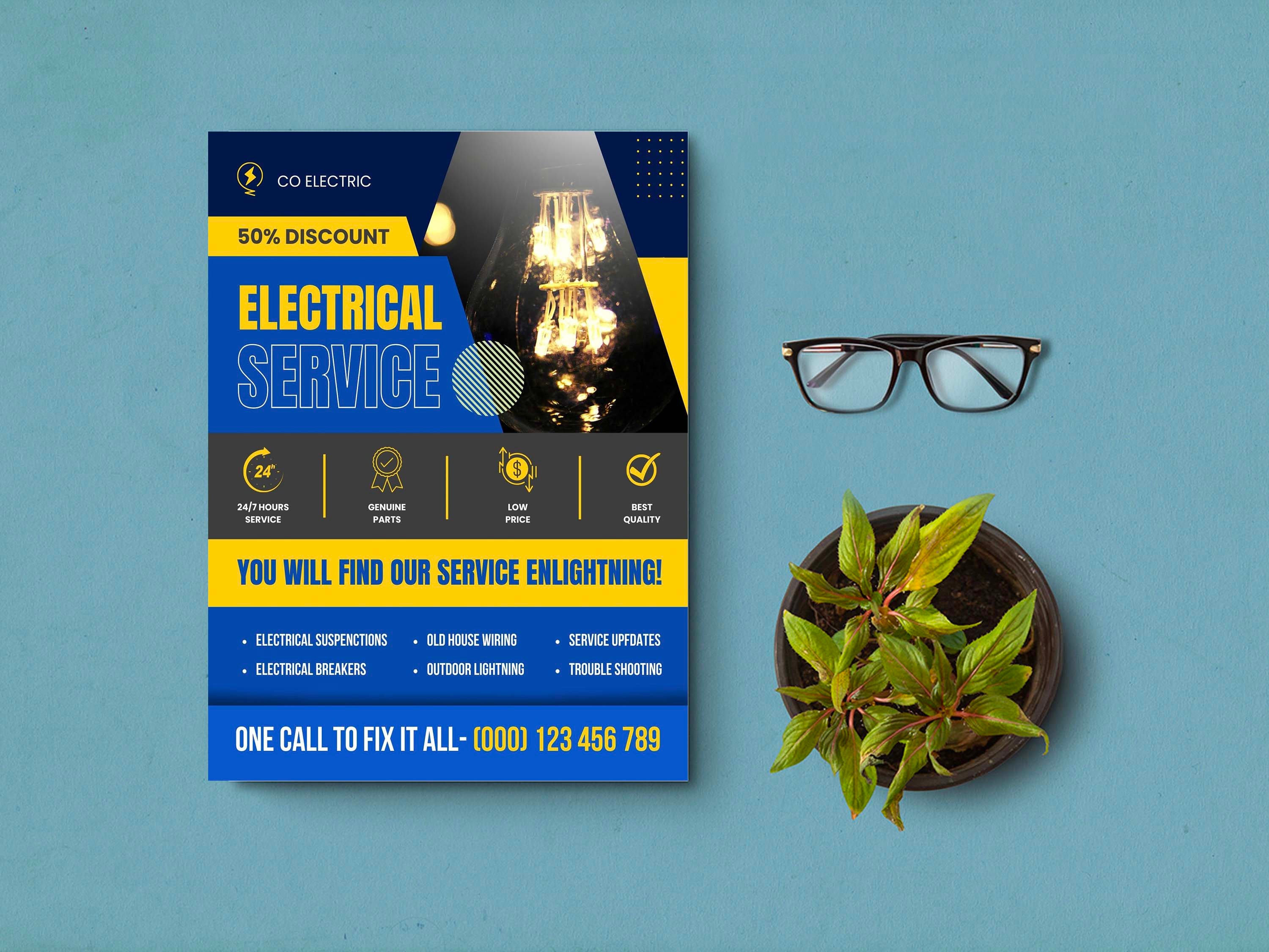 ELECTRICAL CONTRACTOR FLYERS Diy Editable Canva Template, Printable ...