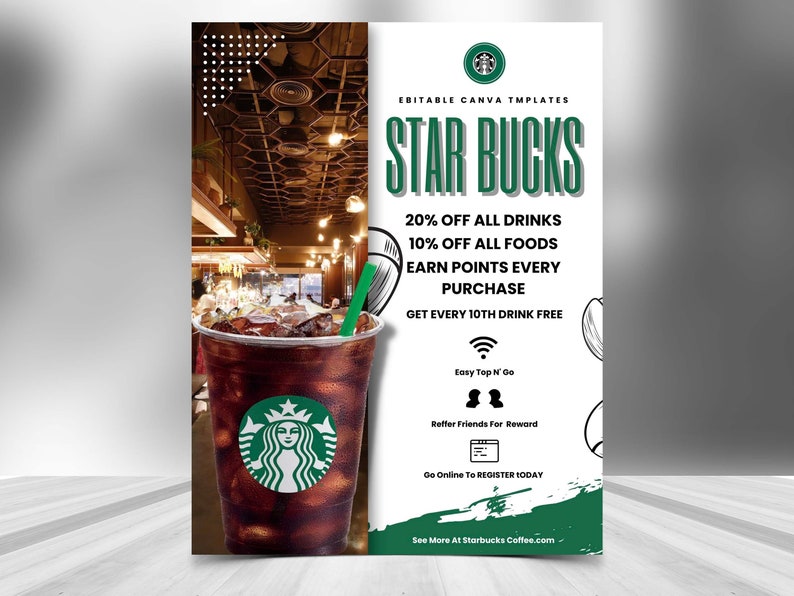 STARBUCKS FLYER DIY Editable Canva Template Printable & - Etsy