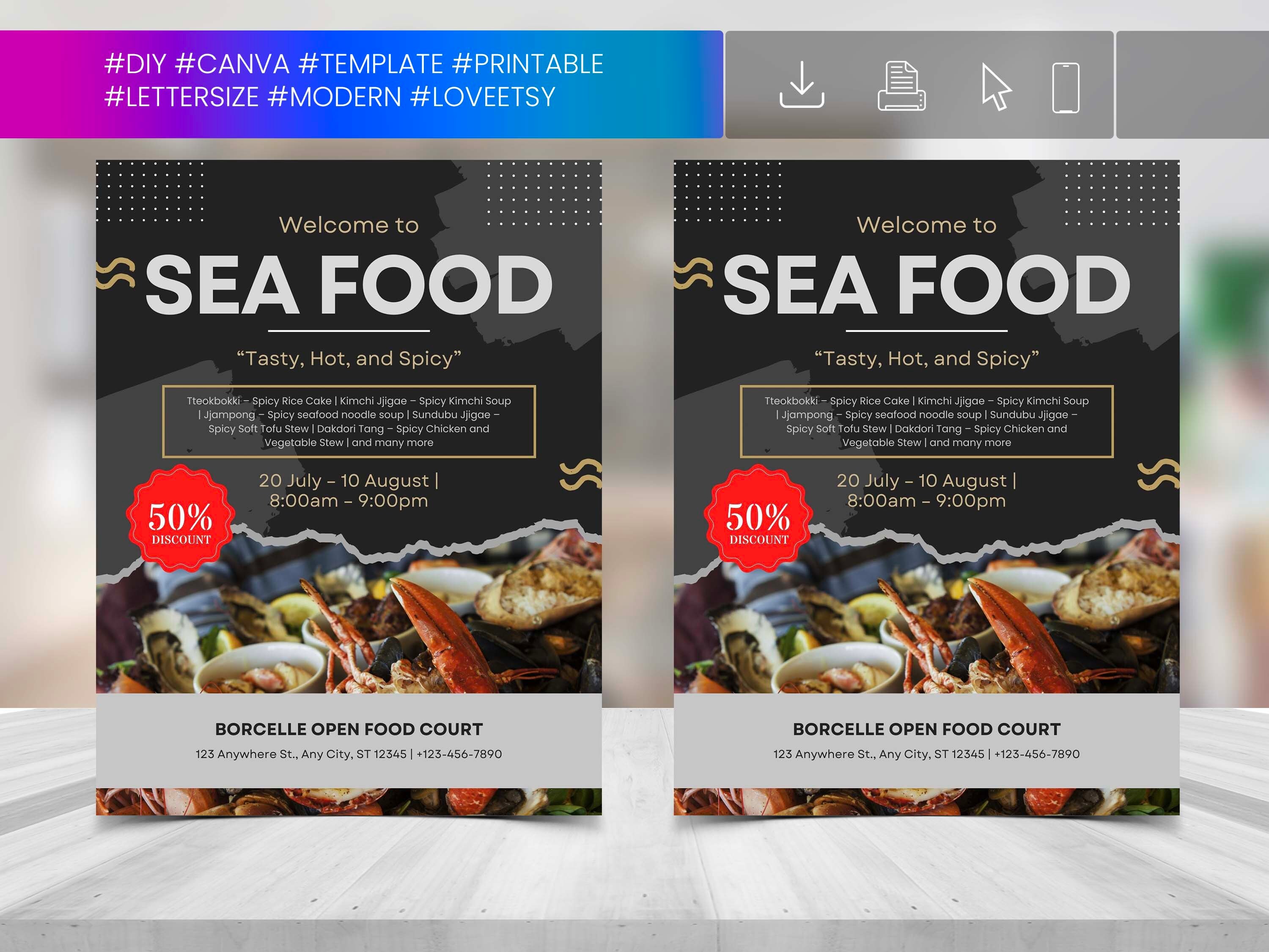 SEA FOOD SALE Flyer Diy Editable Canva Template, Printable & Social ...