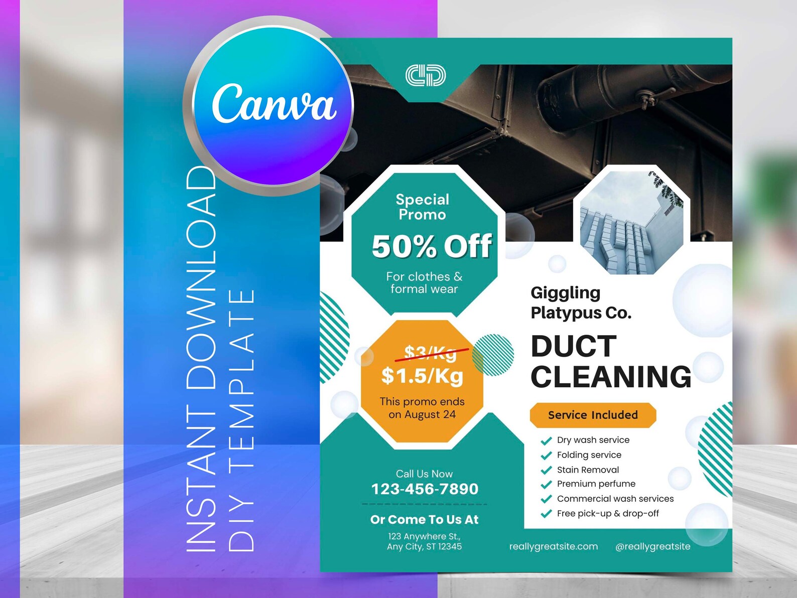 AIR DUCT CLEANING Flyer Diy Editable Canva Template, Printable & Social ...