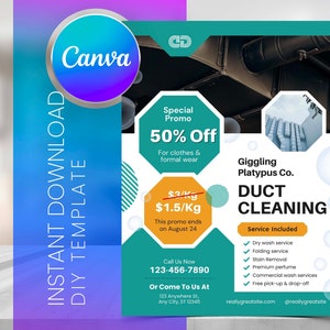 AIR DUCT CLEANING Flyer Diy Editable Canva Template, Printable & Social ...
