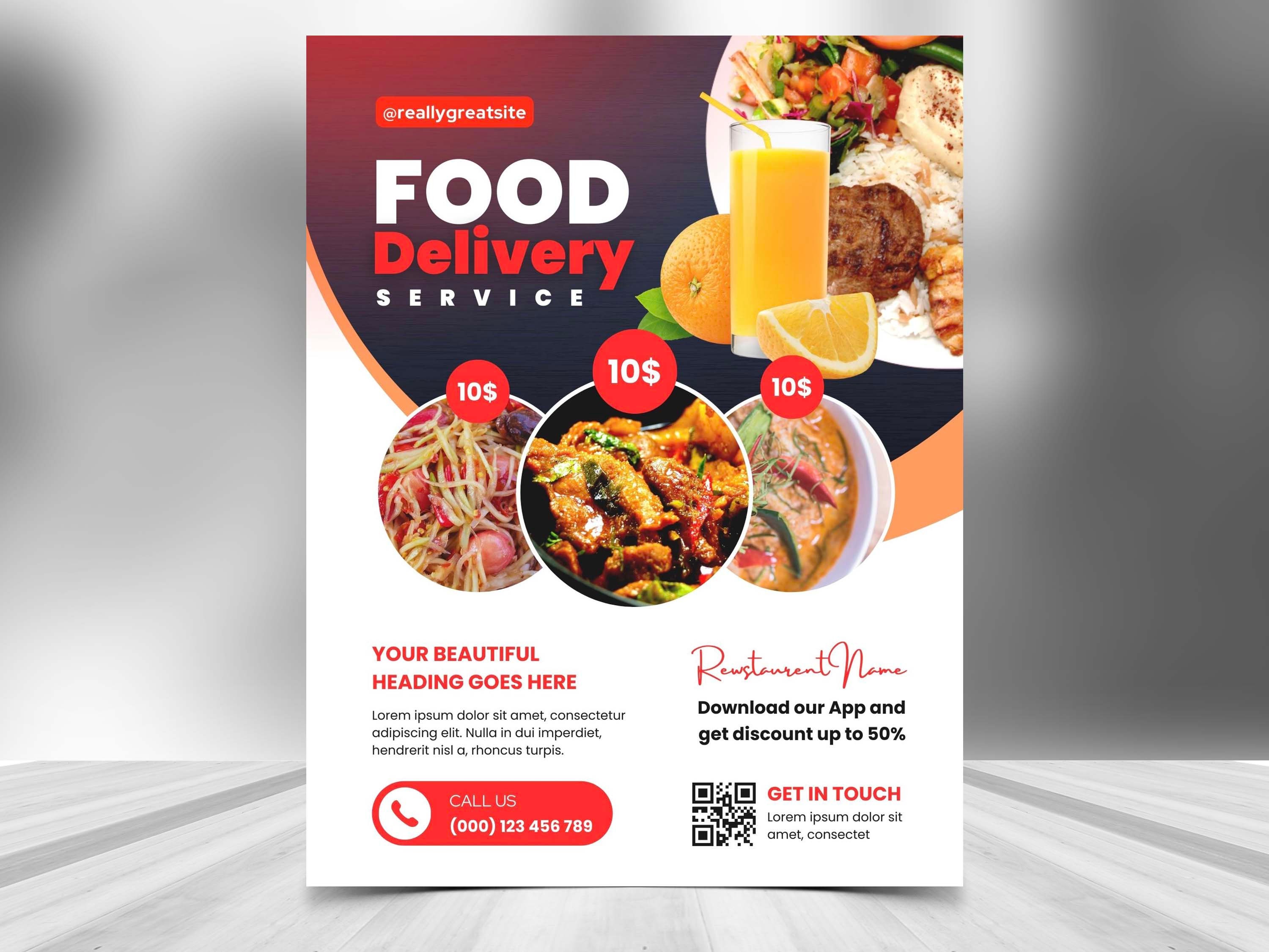 FOOD DELIVERY FLYER, Diy Editable Canva Template, Printable & Social ...