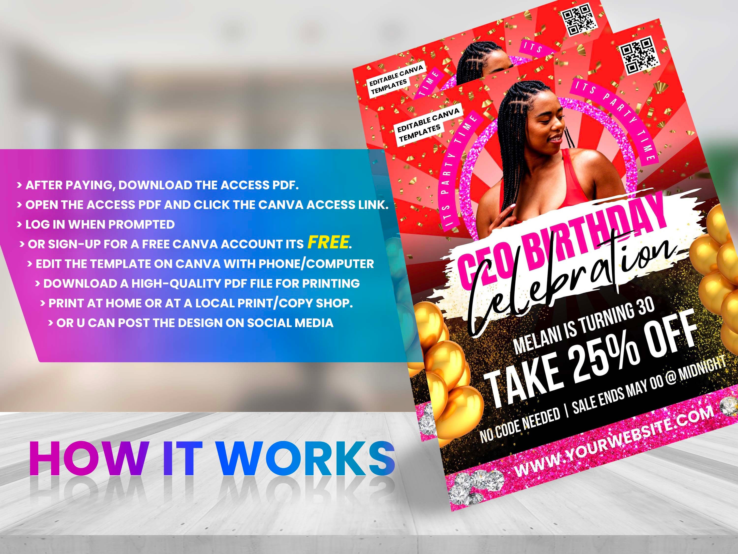 CEO BIRTHDAY FLYER Diy, Editable Canva Template, Printable & Social ...