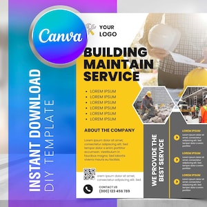 BUILDING MAINTENANCE SERVICE Flyer, Diy Editable Canva Template ...