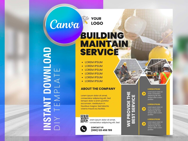 BUILDING MAINTENANCE SERVICE Flyer, Diy Editable Canva Template ...