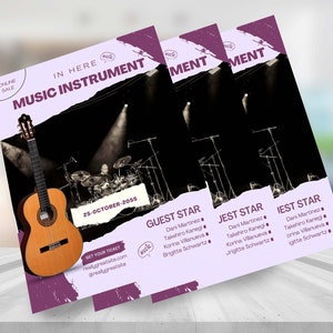 MUSIC INSTRUMENT FLYER Diy, Editable Canva Template, Printable & Social ...
