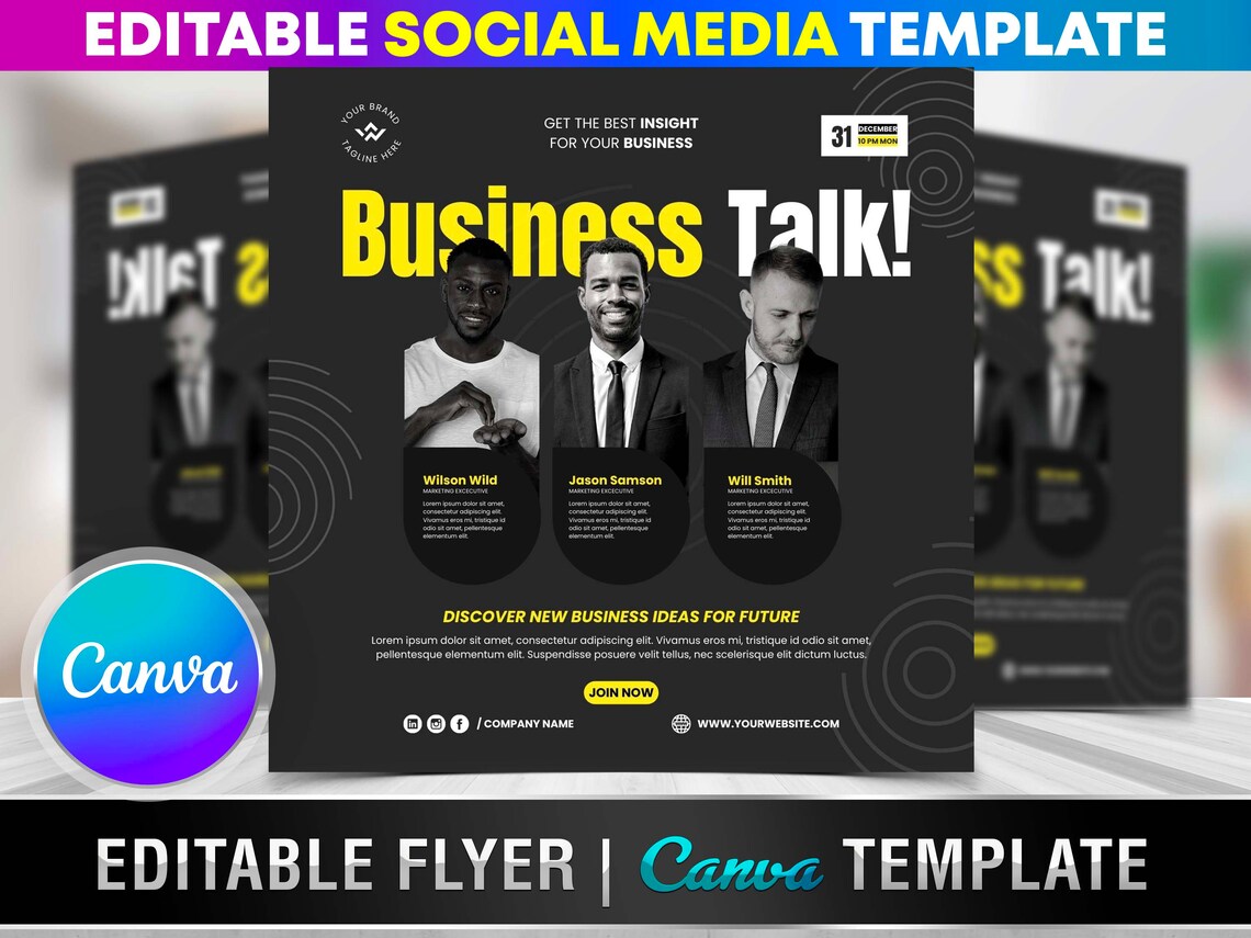 BUSINESS MEETING FLYER Diy Editable Canva Template, Printable & Social ...