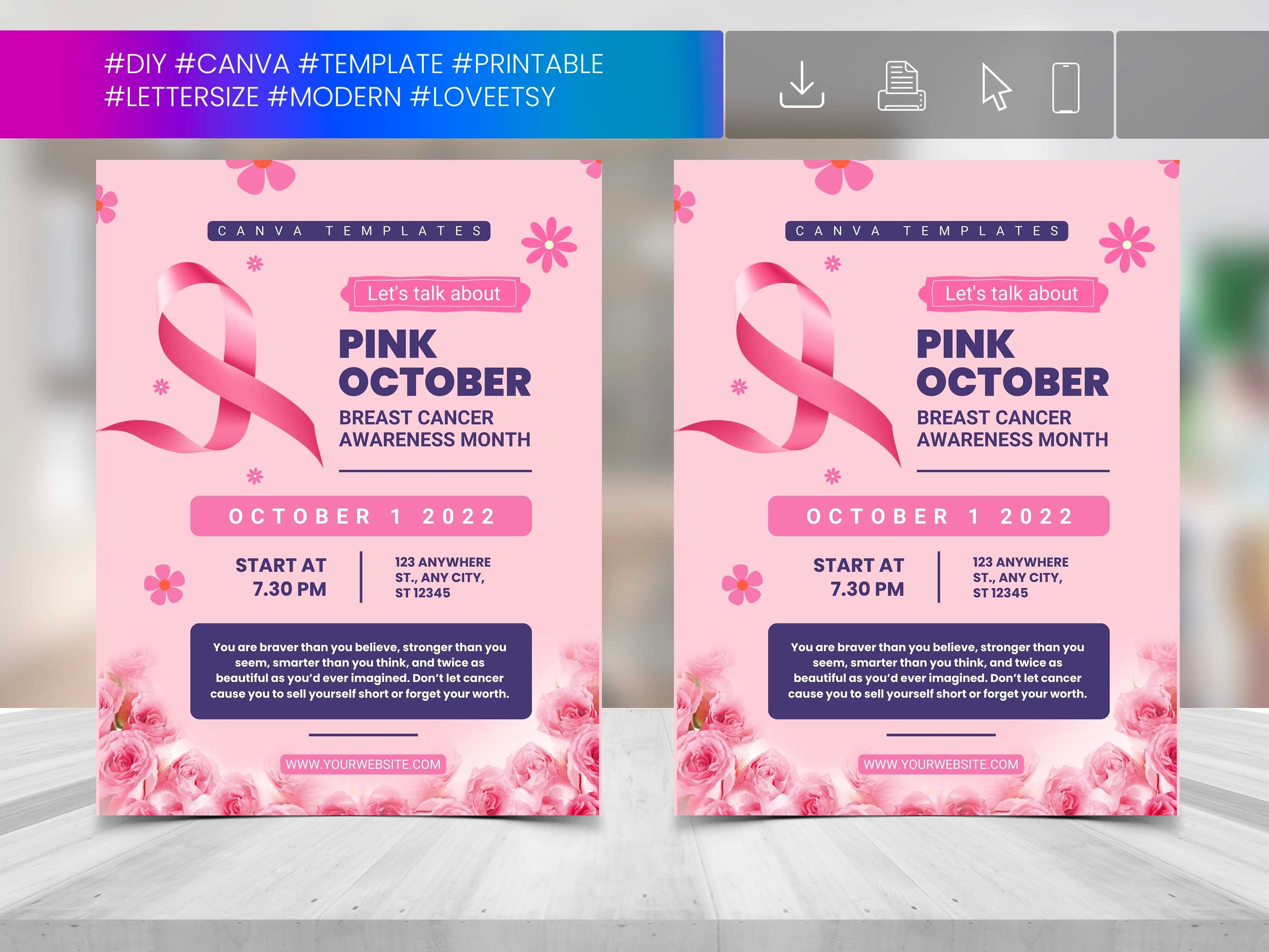 BREAST CANCER FLYER Diy Editable Canva Template, Printable & Social ...