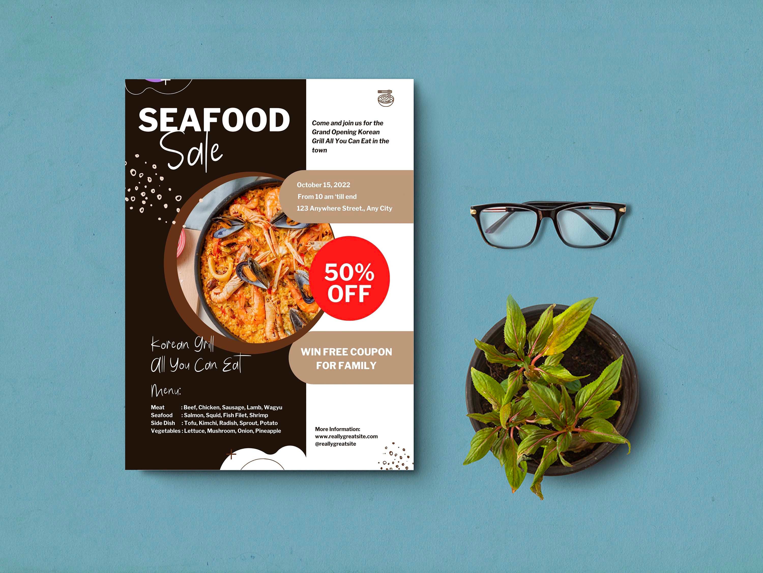 SEA FOOD SALE Flyer Diy Editable Canva Template, Printable & Social ...