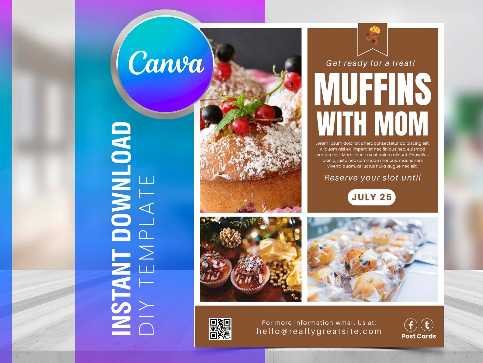 MUFFIN MOM FLYER Diy, Editable Canva Template, Printable & Social Media ...