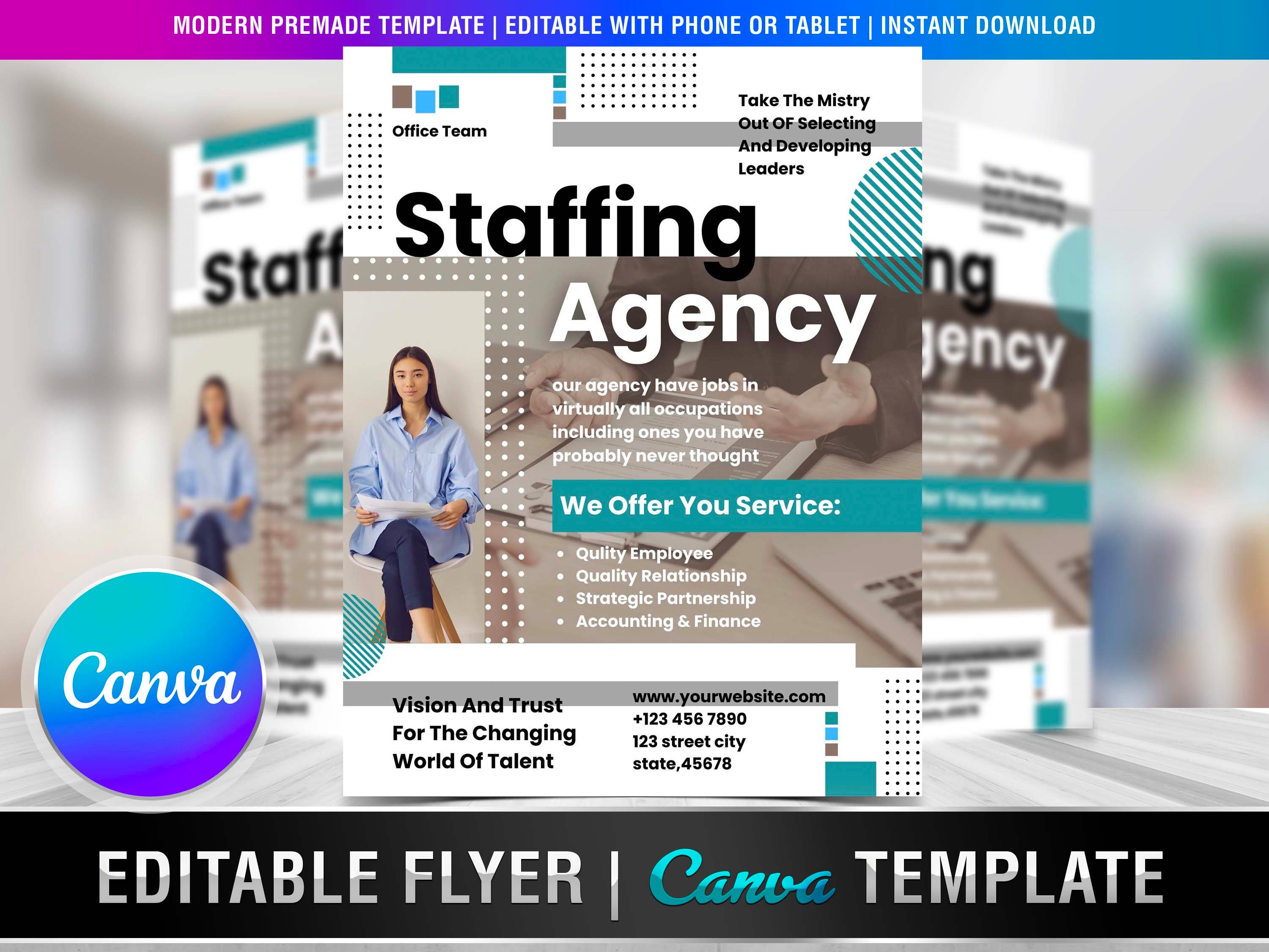 STAFFINF AGENCY FLYER Diy Editable Canva Template, Printable & Social ...