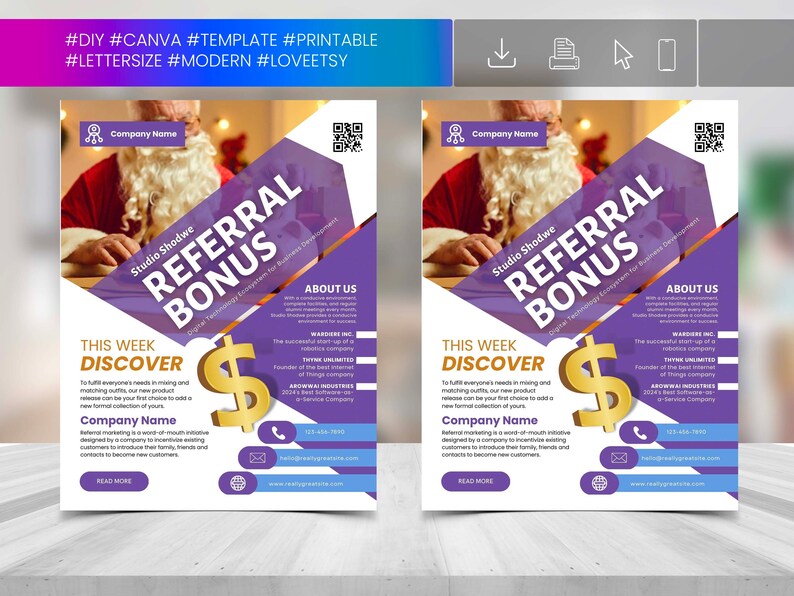 REFERRAL BONUS FLYERS Diy Editable Canva Template, Printable & Social ...