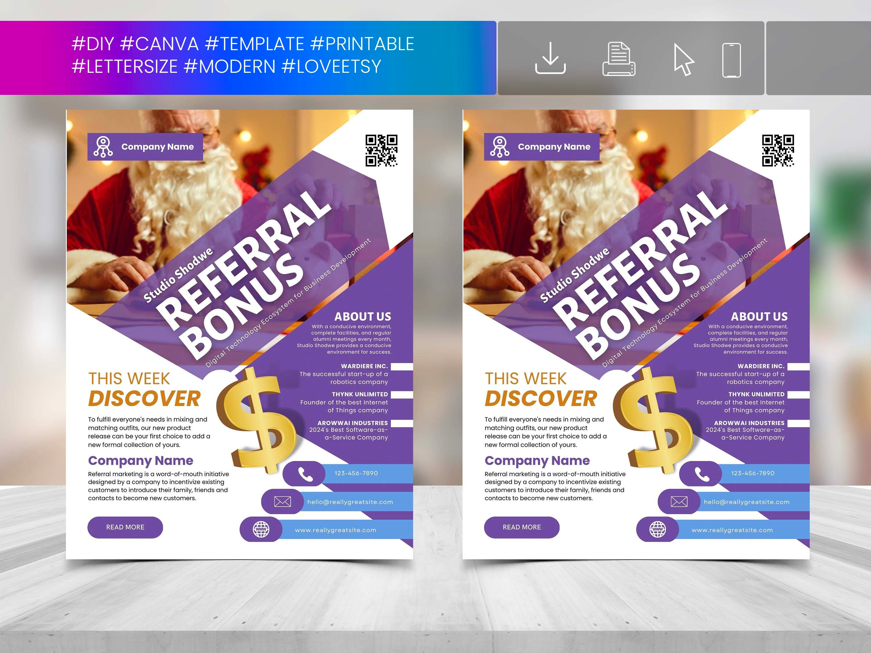 REFERRAL BONUS FLYERS Diy Editable Canva Template, Printable & Social ...