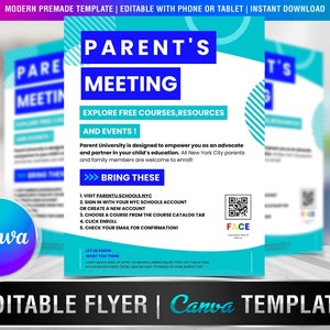 PARENTS MEETING FLYER Diy Editable Canva Template Printable & - Etsy