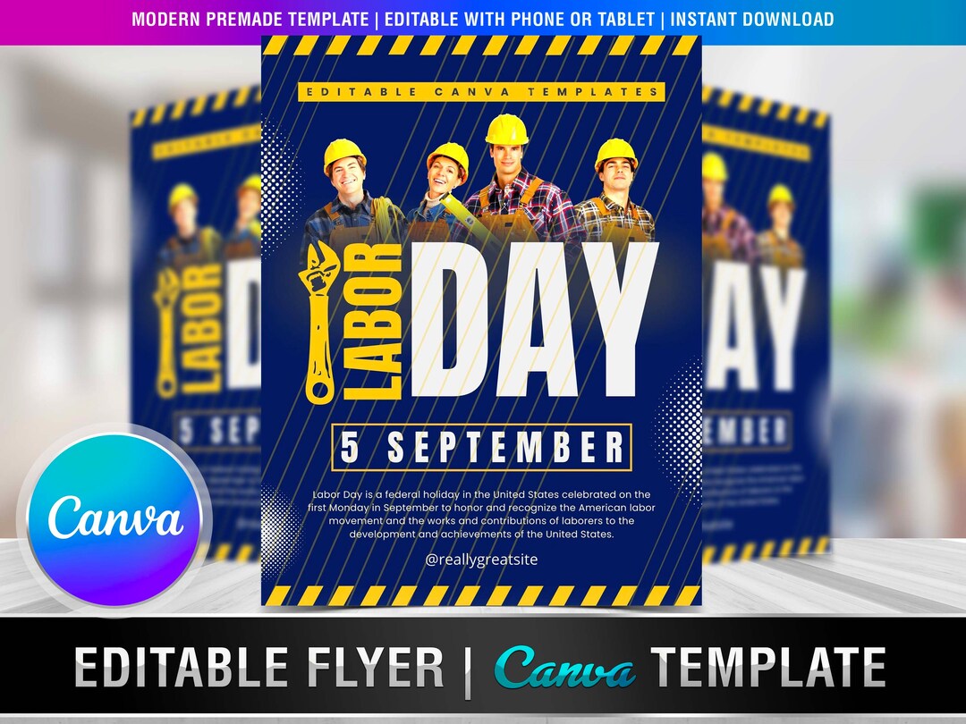 LABOR DAY FLYER Diy, Editable Canva Template, Printable & Social Media ...
