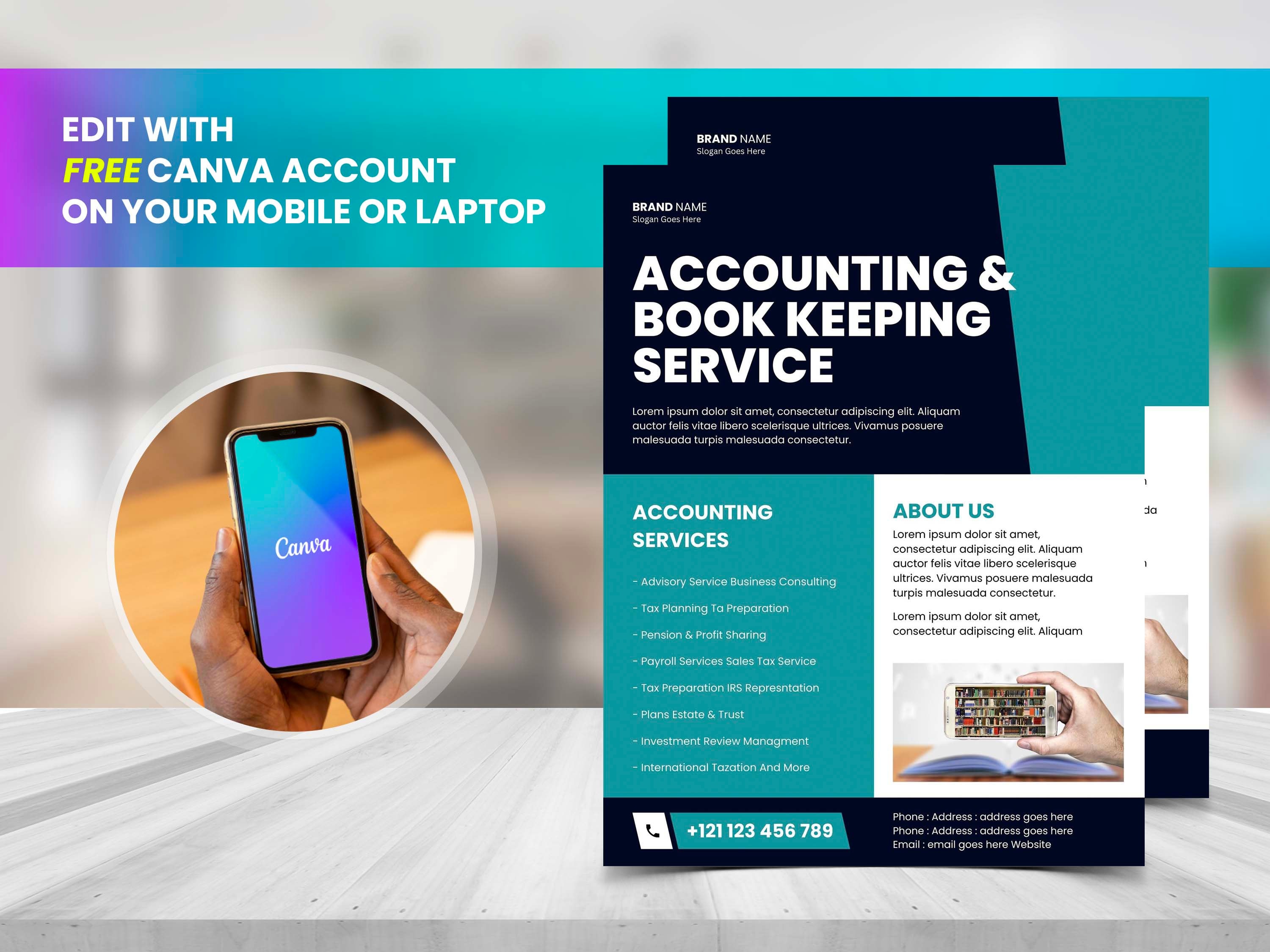 ACCOUNT AND BOOKKEEPING Flyer Diy Editable Canva Template, Printable ...
