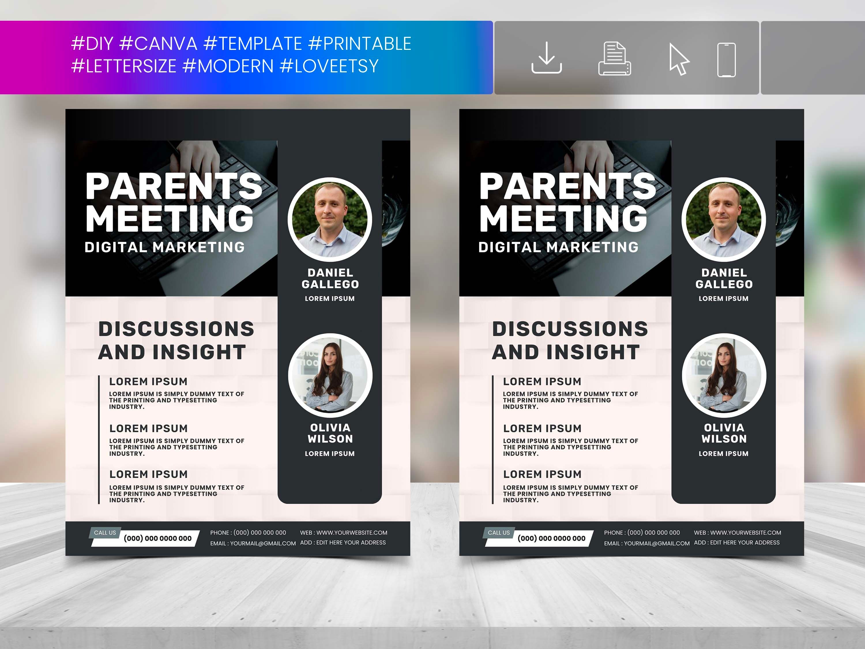 PARENTS MEETING FLYER Diy Editable Canva Template, Printable & Social ...