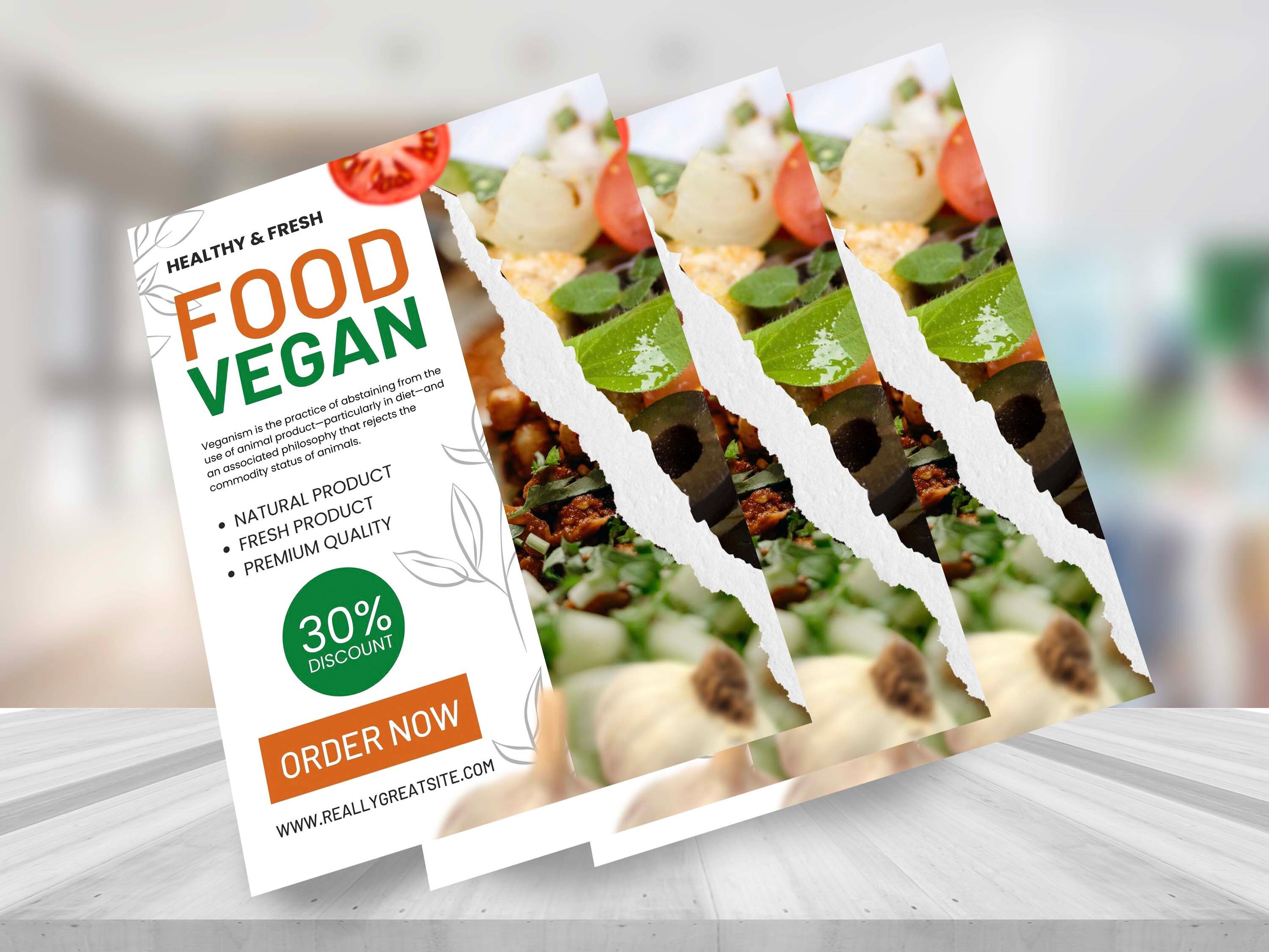 VEGAN FOOD FLYER Diy Editable Canva Template, Printable & Social Media, Vegan, Organic, Gluten ...