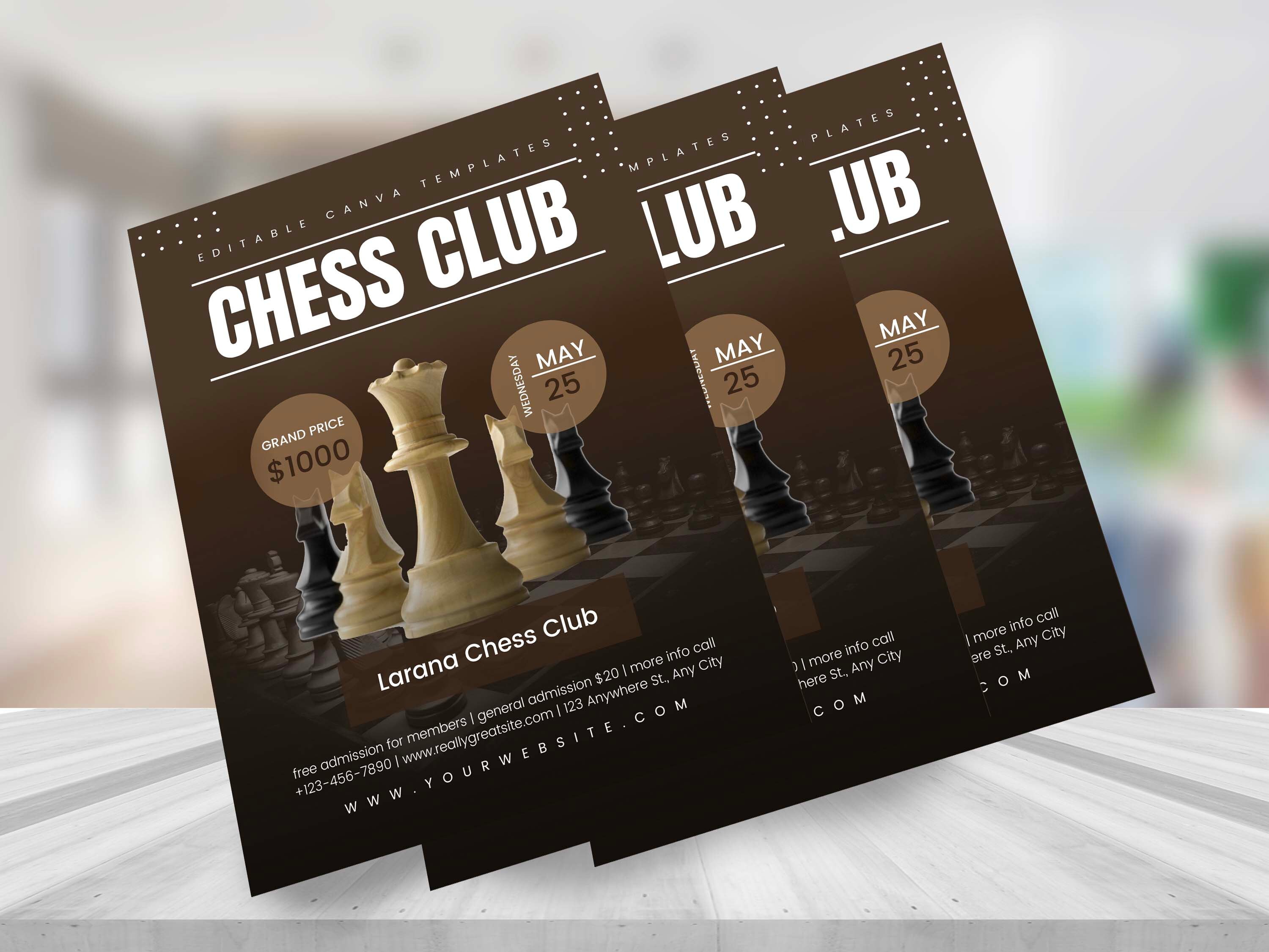 CHESS CLUB FLYER Diy Editable Canva Template, Printable & Social Media ...