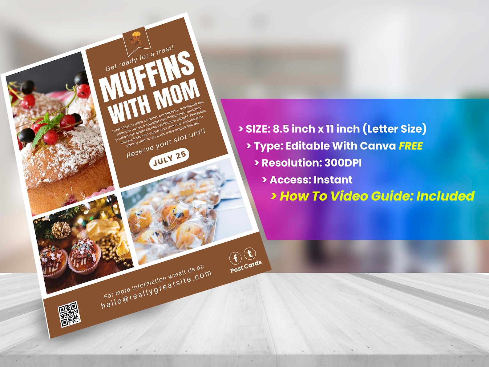 MUFFIN MOM FLYER Diy, Editable Canva Template, Printable & Social Media ...