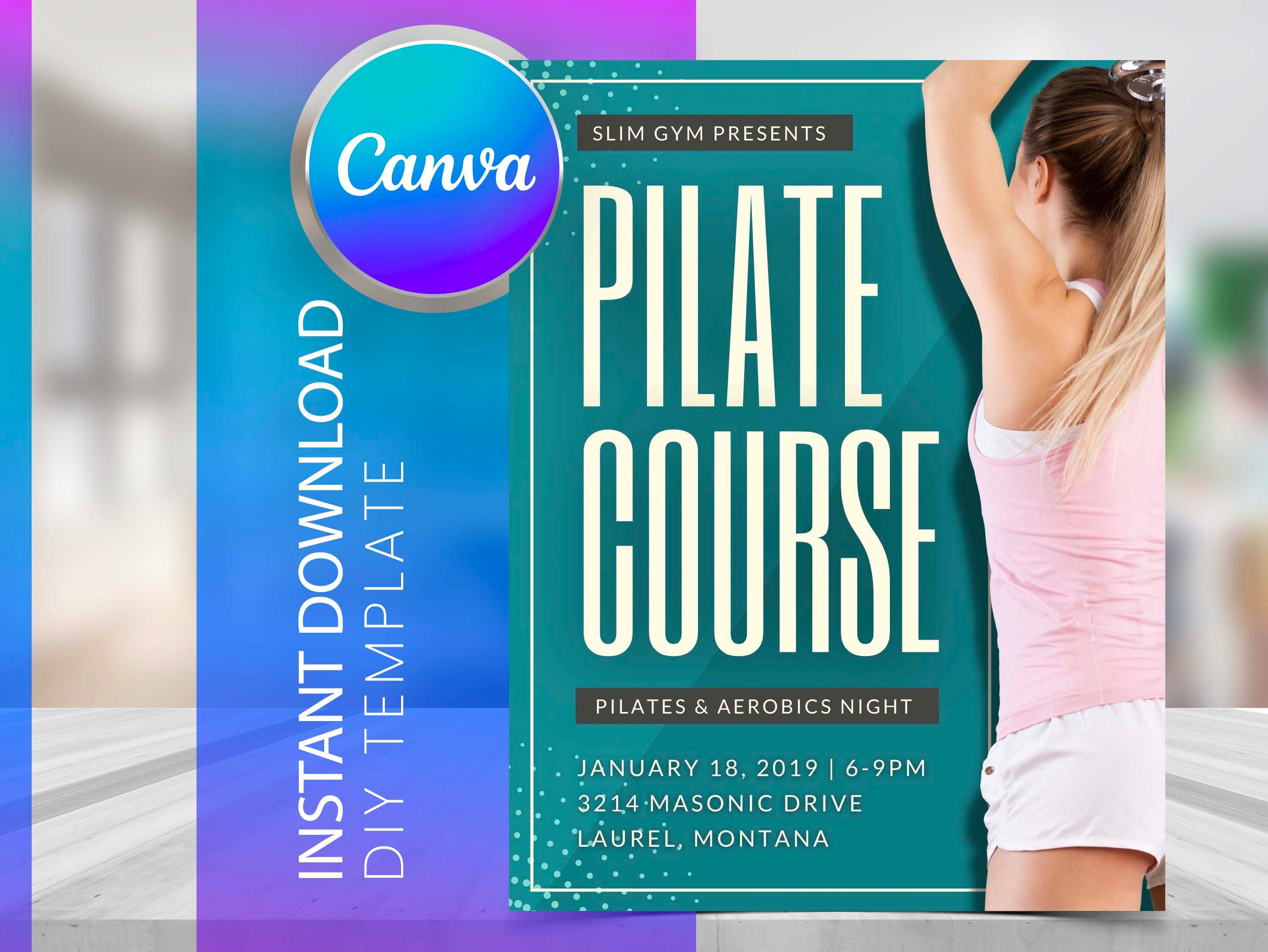 PILATE FLYER DIY Editable Canva Template, Printable & Social Media ...