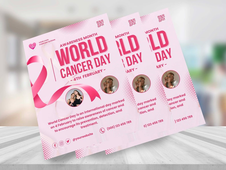 WORLD CANCER DAY Flyer Diy Editable Canva Template, Printable & Social ...