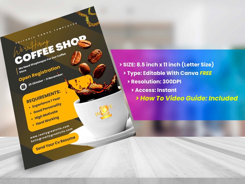 COFFEE SHOP FLYER Diy, Editable Canva Template, Printable & Social ...