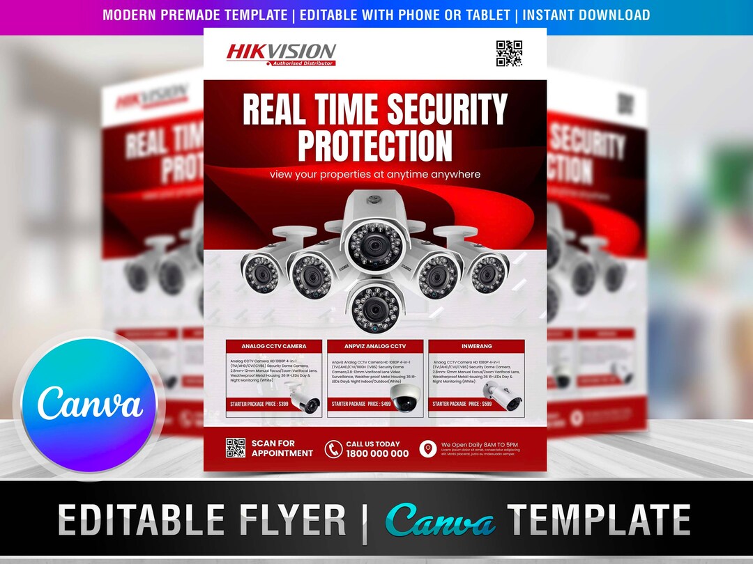 CCTV FLYER DIY, Editable Canva Template, Printable & Social Media ...