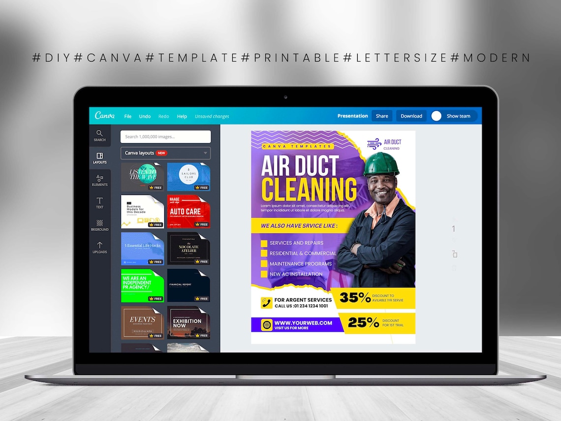 AIR DUCT CLEANING Flyer Diy Editable Canva Template, Printable & Social ...