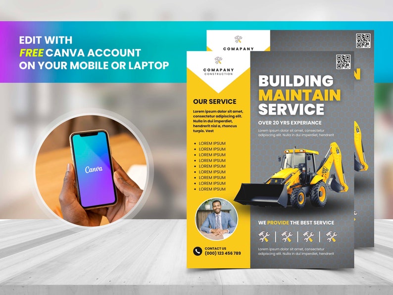 BUILDING MAINTENANCE SERVICE Flyer, Diy Editable Canva Template ...