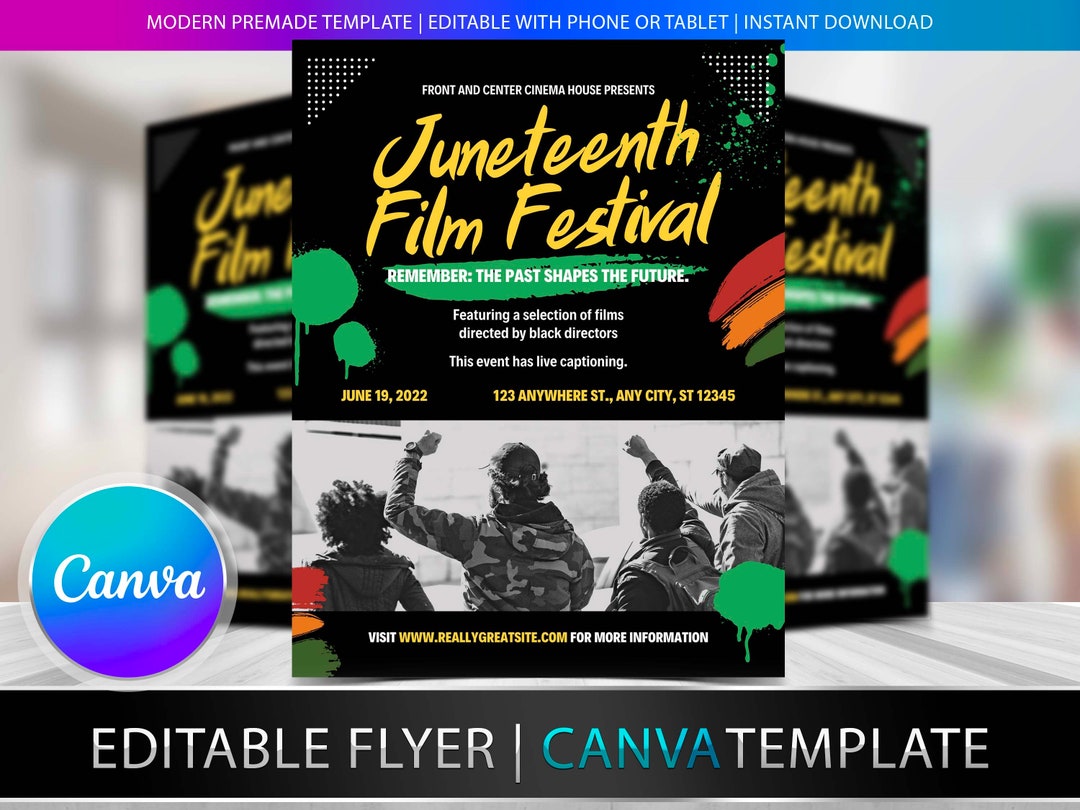 JUNETEENTH FLYER DIY Editable Canva Template, Printable & Social Media ...