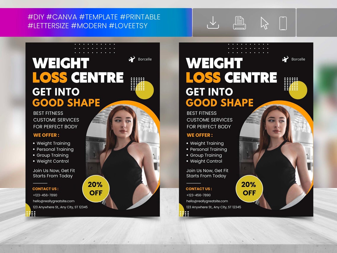 WEIGHT LOSE FLYER Diy, Editable Canva Template, Printable & Social Media, Lose Weight, Weight ...