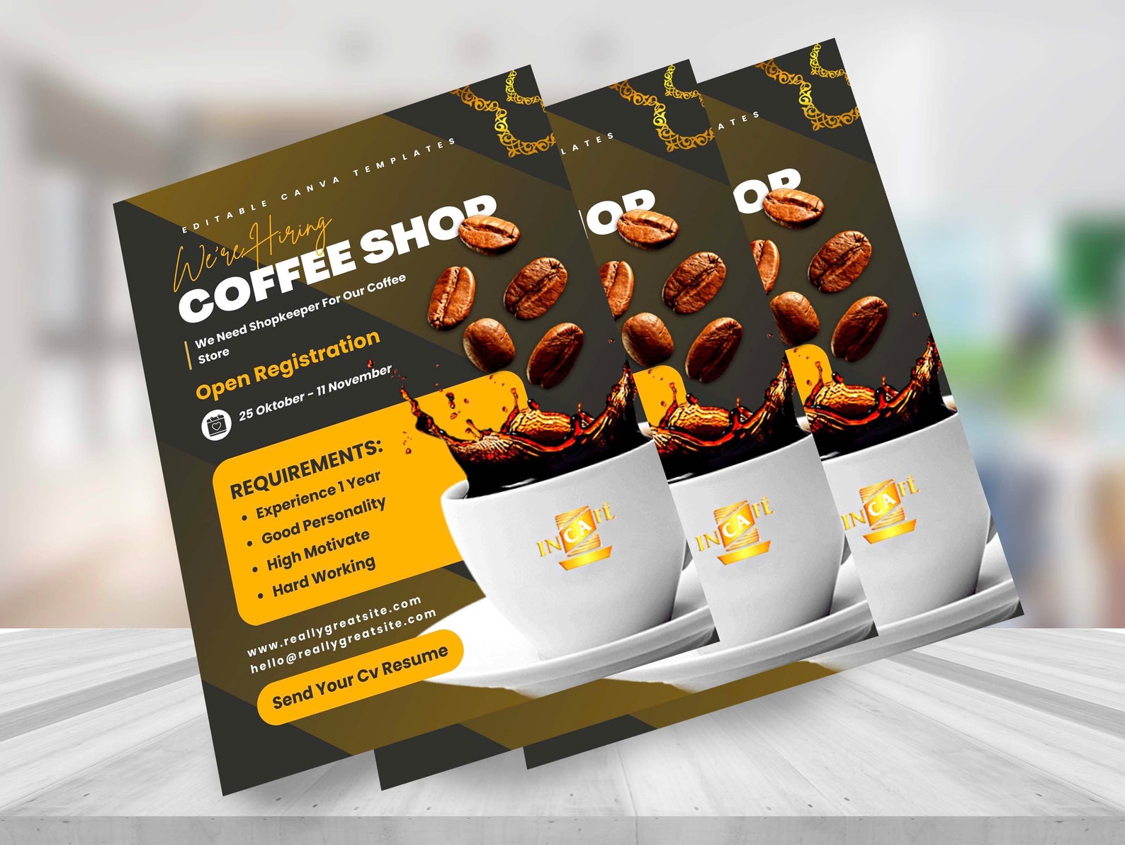 COFFEE SHOP FLYER Diy, Editable Canva Template, Printable & Social ...