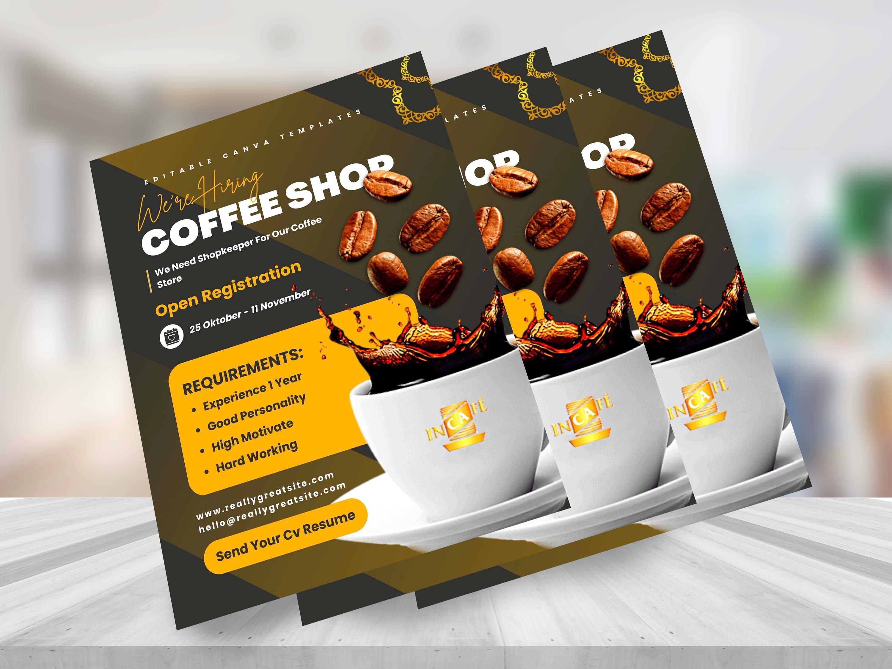 COFFEE SHOP FLYER Diy, Editable Canva Template, Printable & Social ...