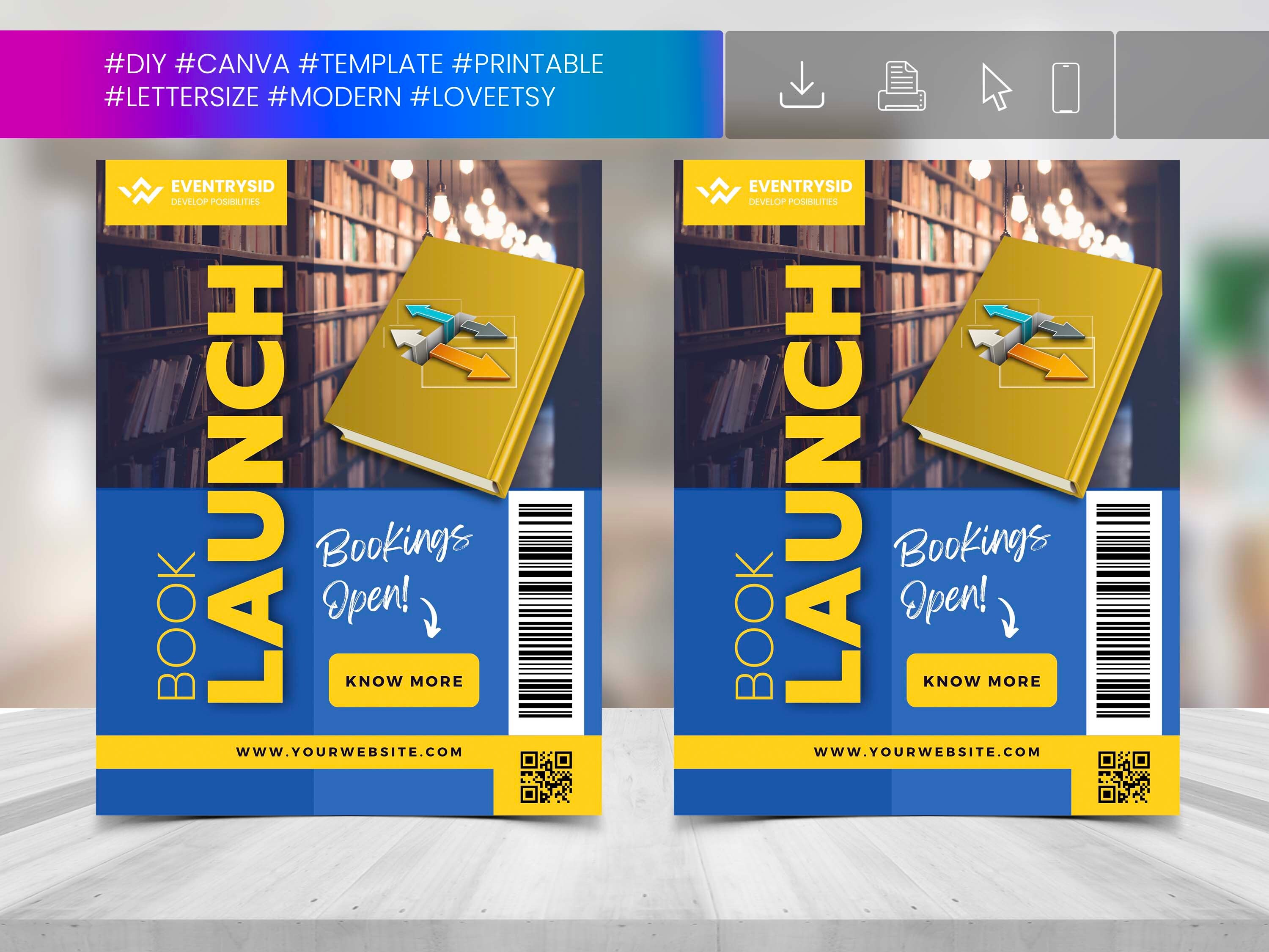 BOOK LAUNCH FLYER Diy Editable Canva Template, Printable & Social Media ...
