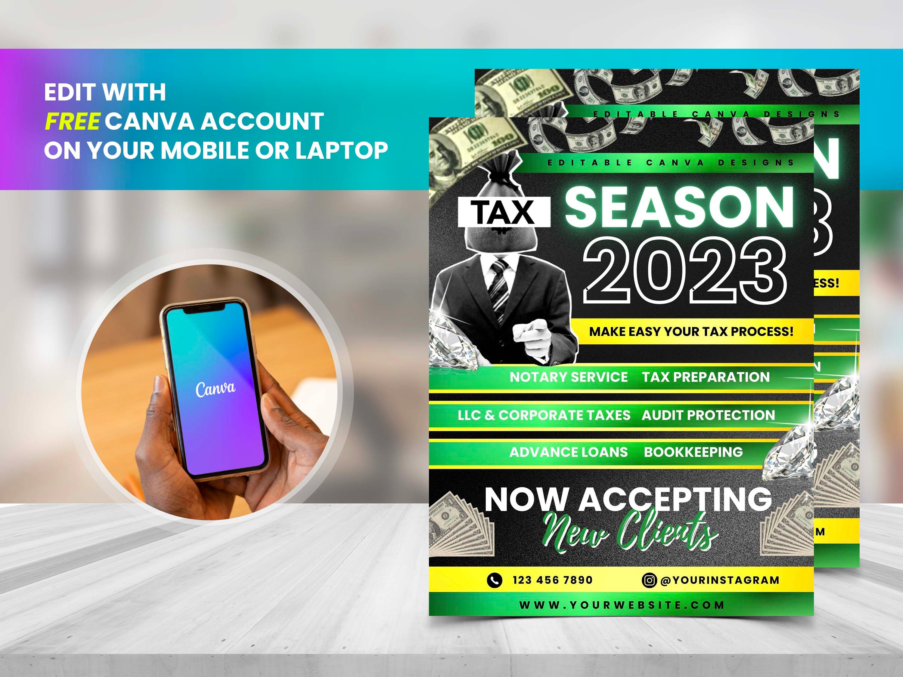 TAX PREPARATION FLYER Diy, Editable Canva Template, Printable & Social ...