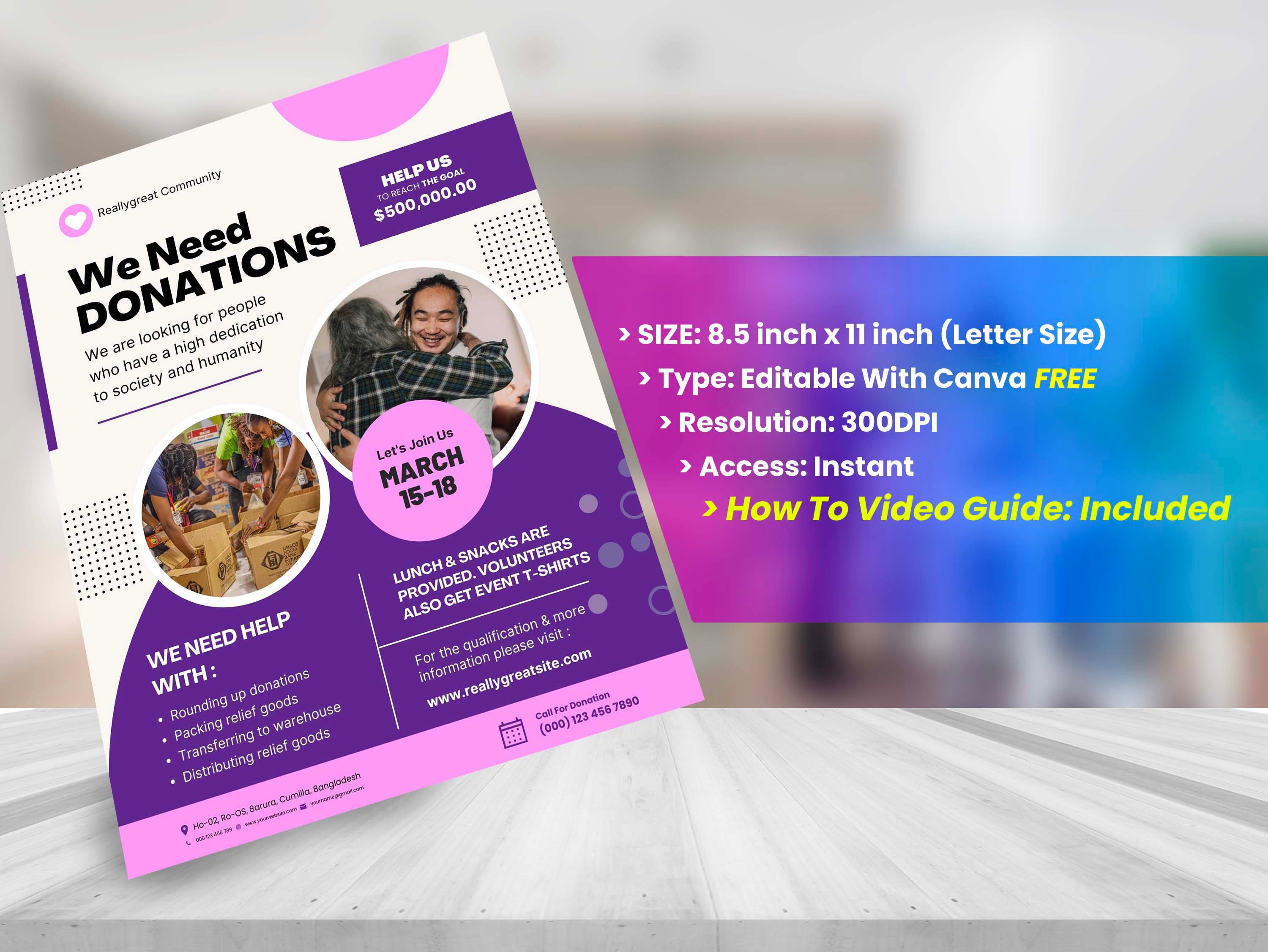 CHARITY FUNDRAISER FLYER Diy Editable Canva Template, Printable ...