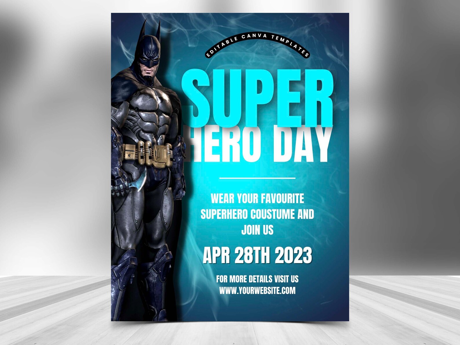 SUPER HERO FLYER Diy Editable Canva Template Printable & - Etsy