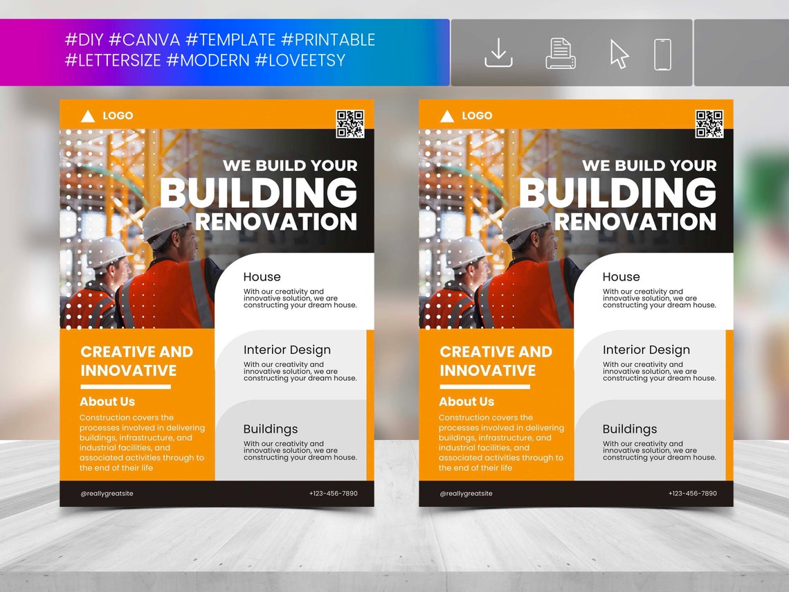 BUILDING RENOVATION FLYER Diy Editable Canva Template, Printable ...